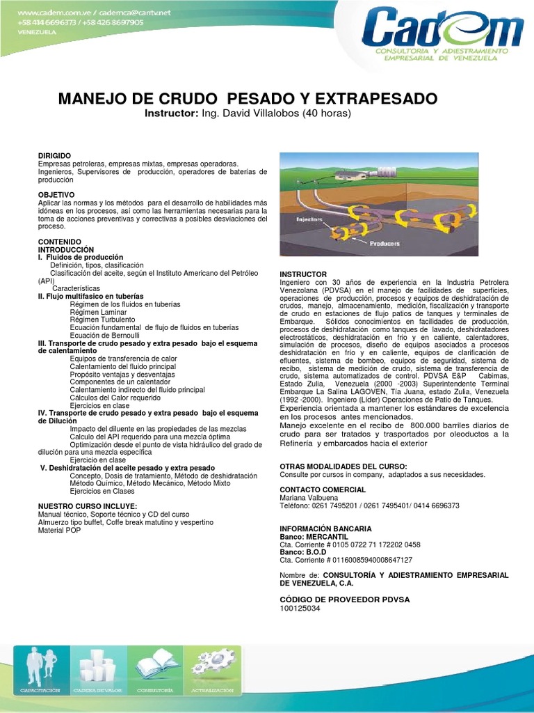Manejo de Crudo Pesado y Extrapesado PDF | PDF | Petróleo | Science