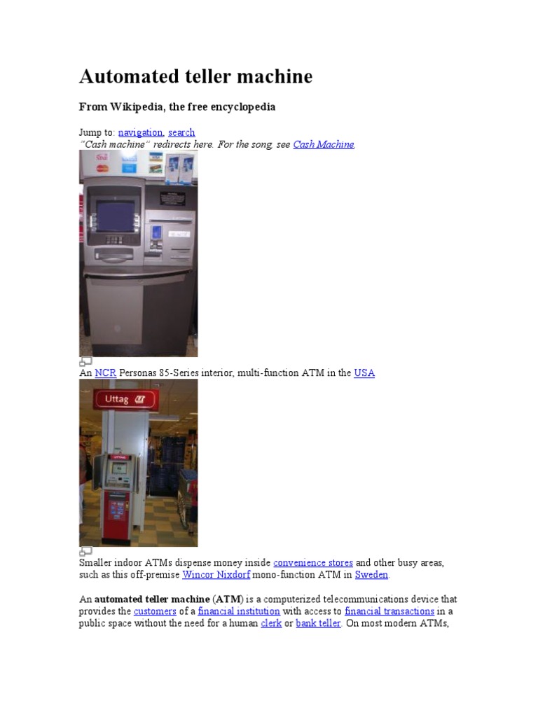 Automated Teller Machine | PDF | Automated Teller Machine | Emv