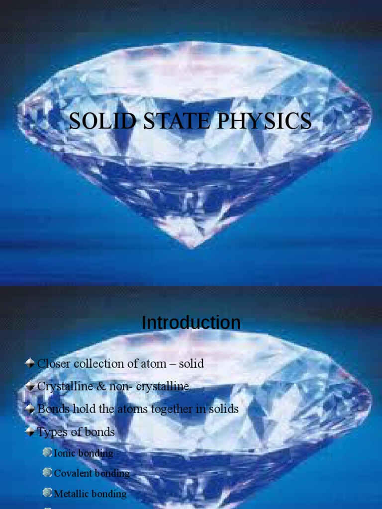 Solid State Physics | PDF | Crystal Structure | Chemical Bond