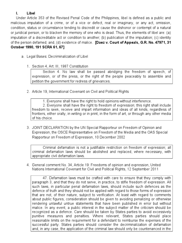Decriminalization of Libel Memo | PDF | Defamation | Virtue