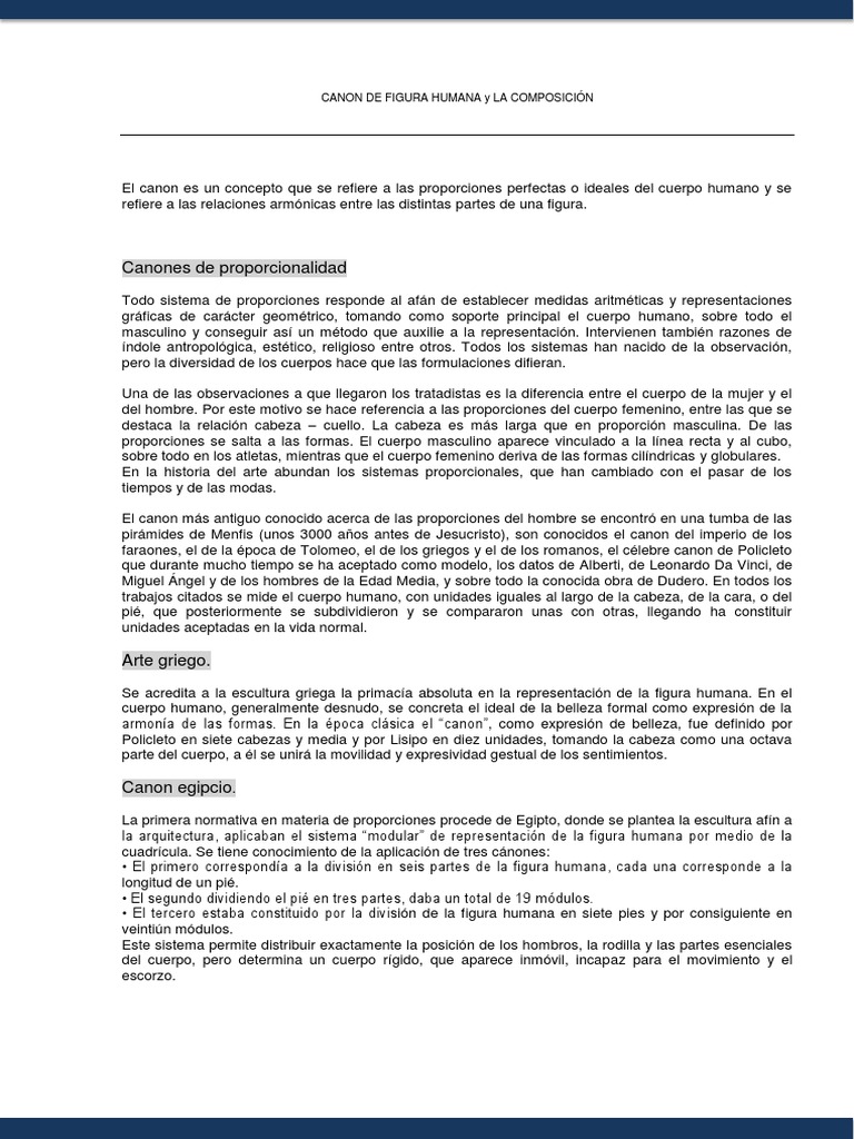 Canon de Figura Humana y La Composición | PDF | Composición (artes ...