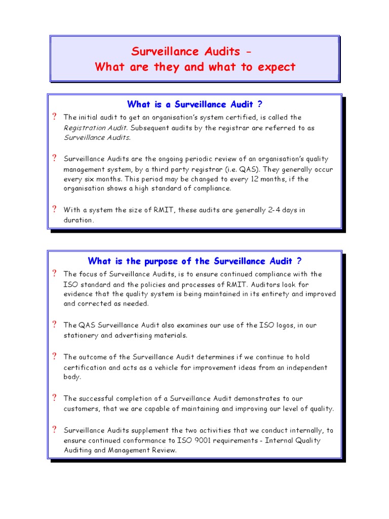 Surveillance Audits - What Are They and What To Expect | PDF