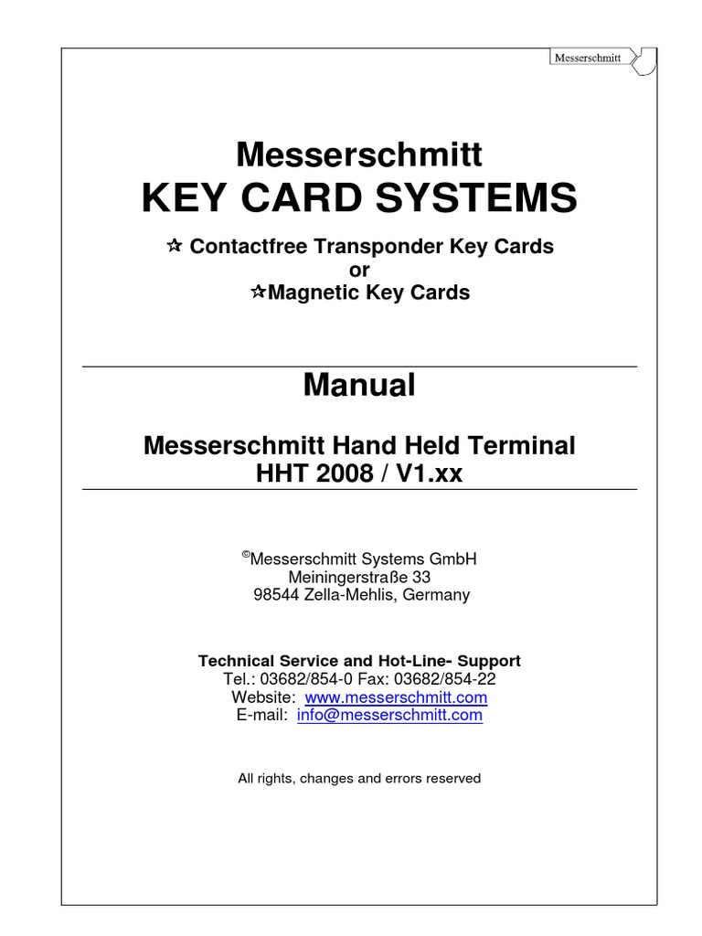 Messerschmitt HHT V1.2 2008eng | PDF | Computer Terminal | Personal ...