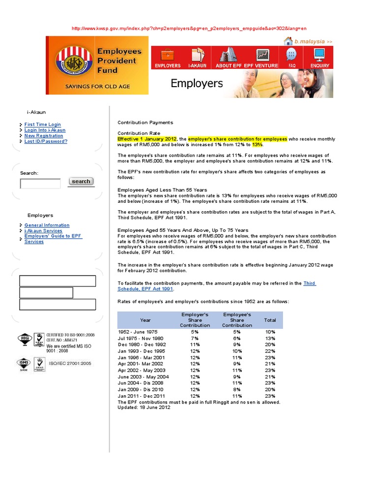 Epf Employer & Employee Contribution | PDF | Wage | Income Distribution