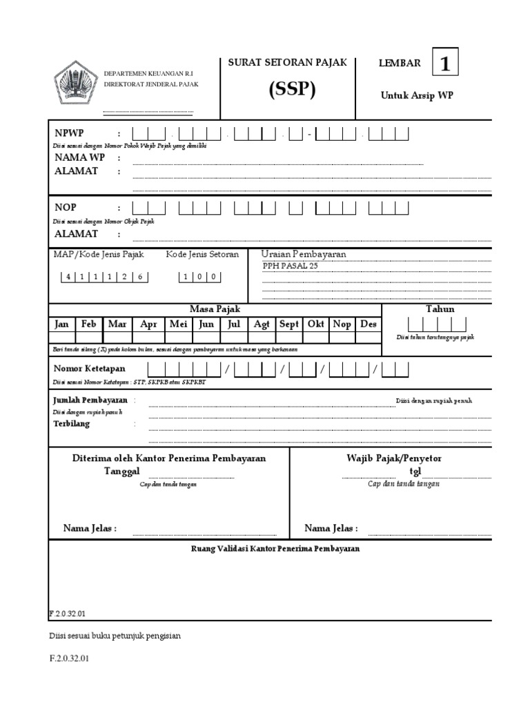 Form SSP PPH Pasal 25 | PDF
