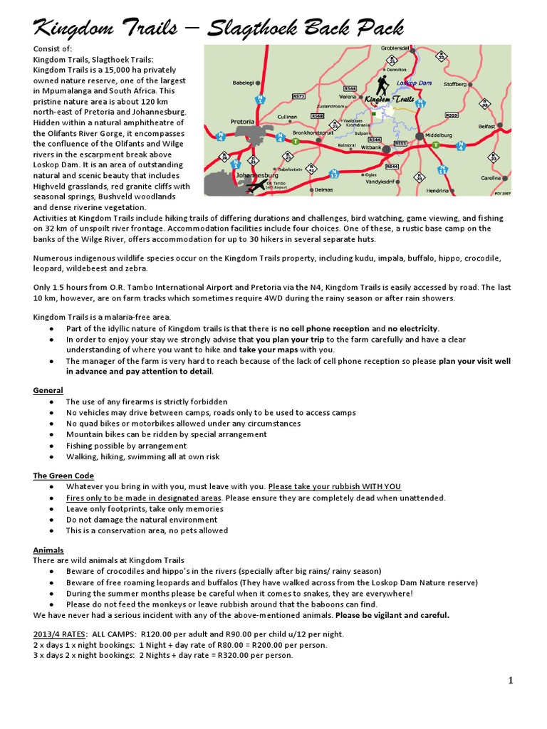 Slag Back Pack Info | PDF | Trail | Hiking