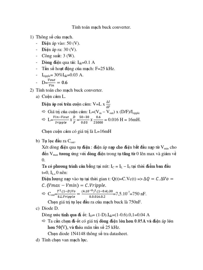 Tính Toán M CH Buck Converter | PDF