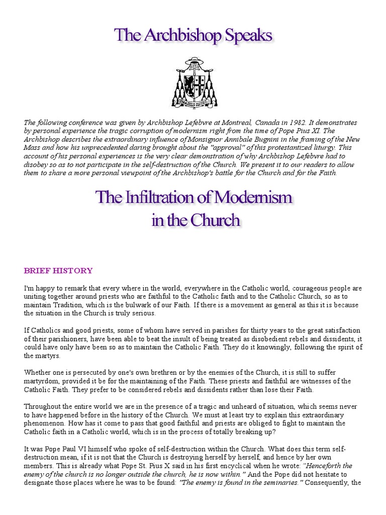 Infiltration of Modernism in The Church | PDF | Catechism | Catholic Church