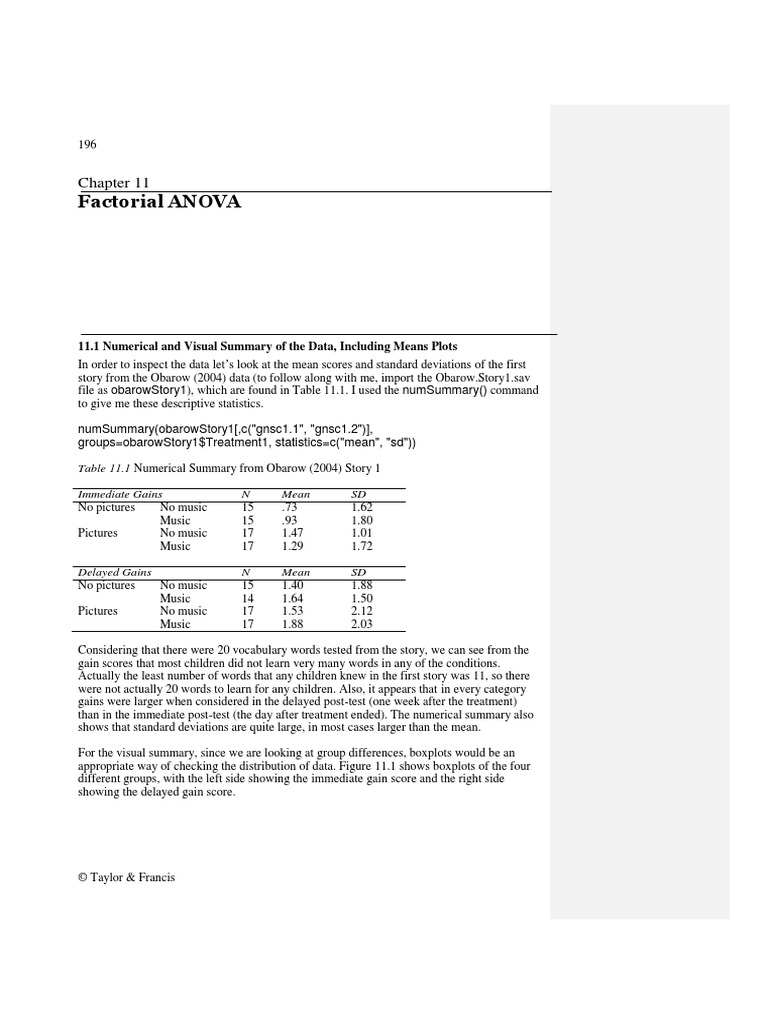 Chapter 11 Factorial ANOVA | PDF | Analysis Of Variance | Errors And Residuals