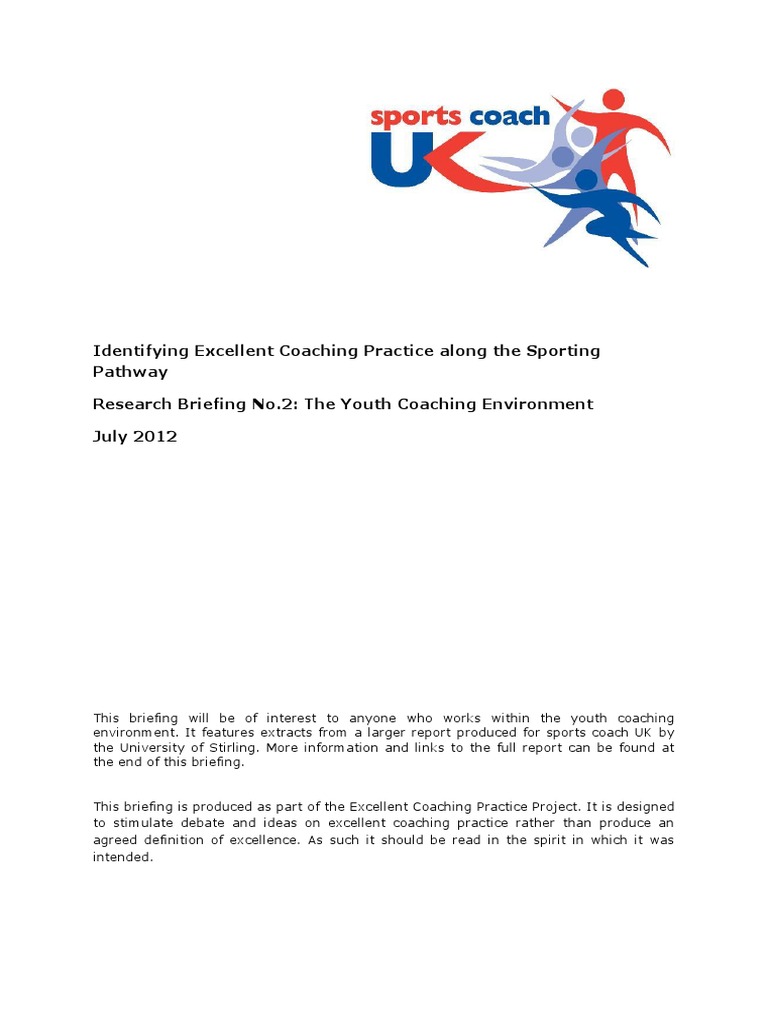 Excellent Coaching Practice Youth Coaching Environment | PDF ...