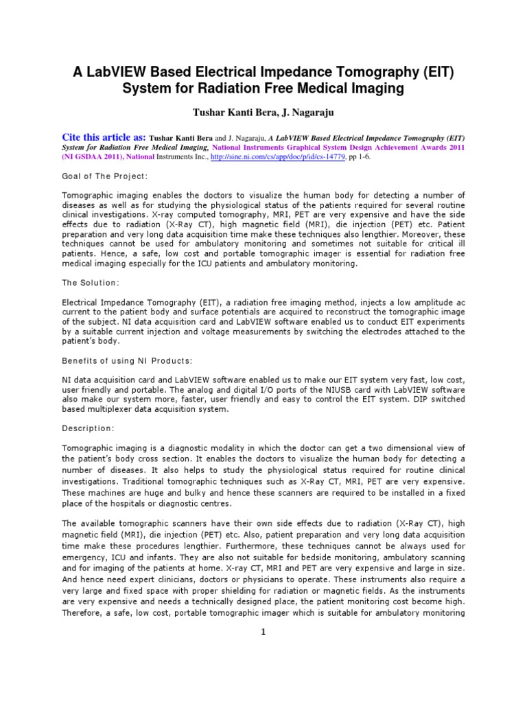 LabVIEW Based EIT System TKBera IISc | PDF | Medical Imaging | Positron ...