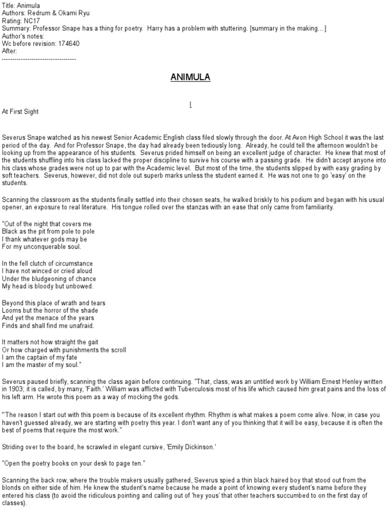 Animula - W. Revised 1st Ch. | PDF | Nature