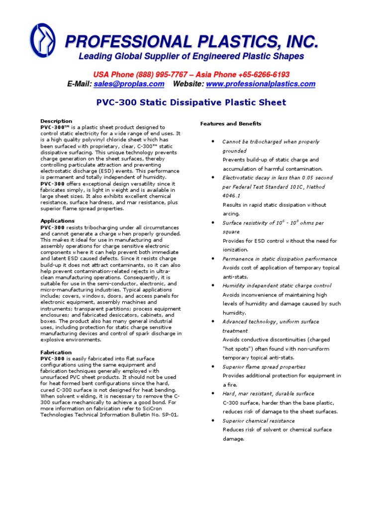 PVC 300DataSheet | PDF | Polyvinyl Chloride | Electrostatics
