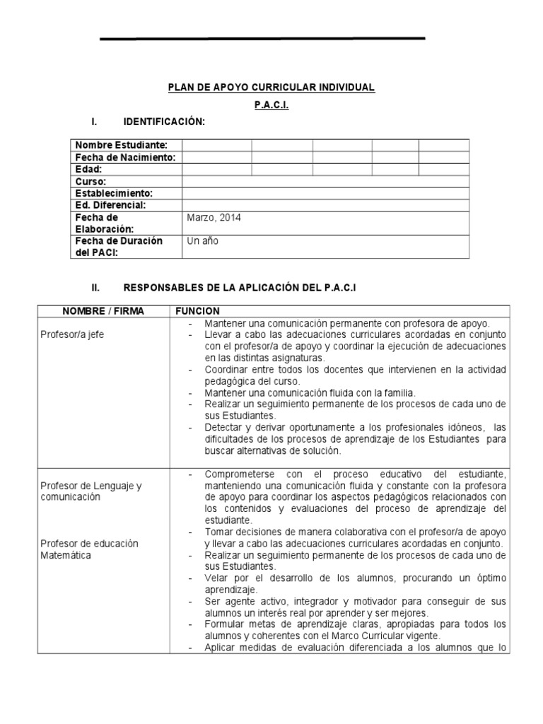 Formato PACI | Etapas de la vida humana | Maestros