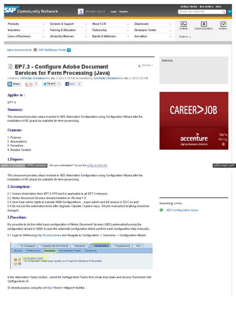 EP7.3 - Configure Adobe Document Services For Form Processing (Java ...