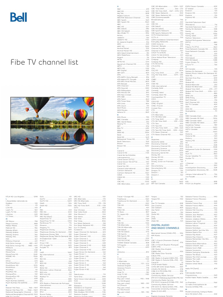 Bell Fibe Channels | PDF | High Definition Television | Fox ...