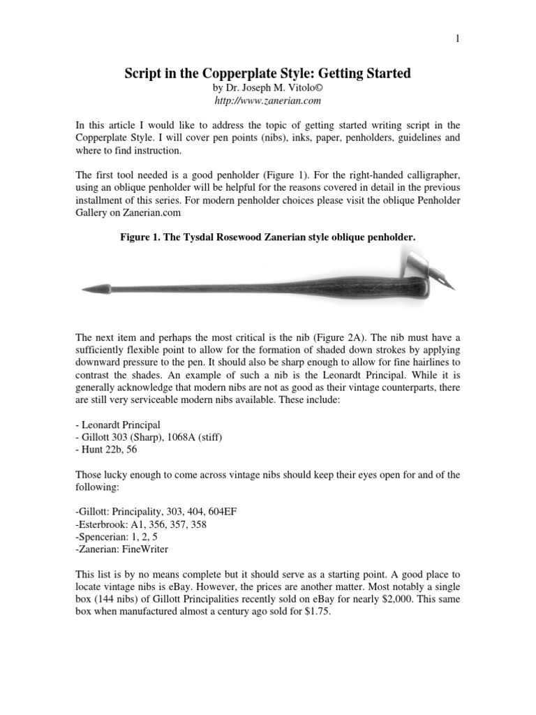 Script in The Copperplate Style: Getting Started: Figure 1. The Tysdal ...