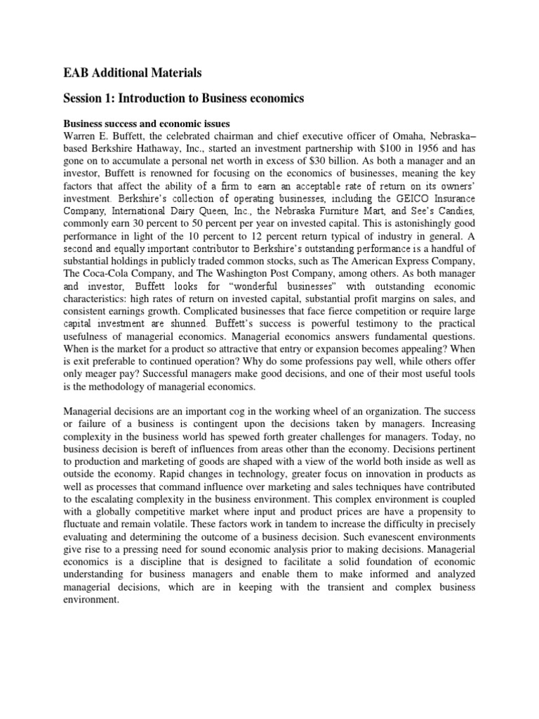 Introduction To Business Economics | PDF | Microeconomics | Economics