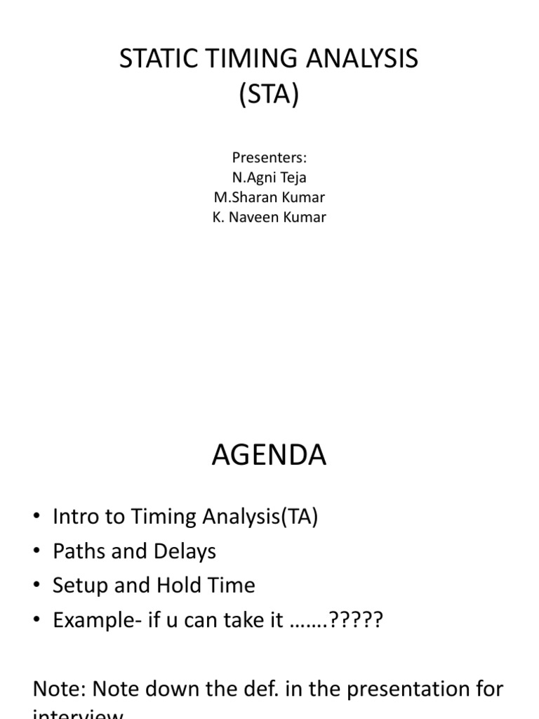 STA | PDF | Digital Technology | Electrical Engineering