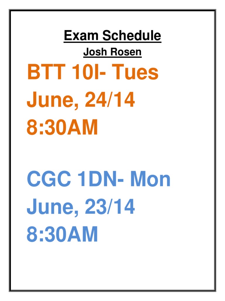 Exam Schedule | PDF