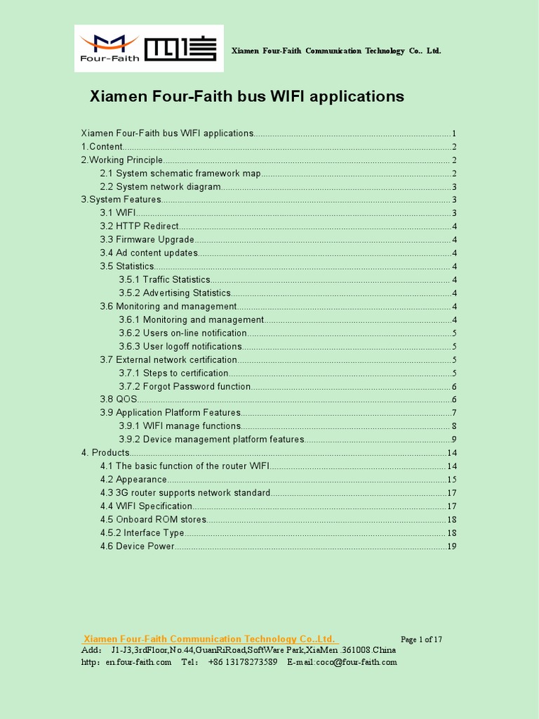 Xiamen Four-Faith Bus Wifi Platform | PDF | Wi Fi | Password