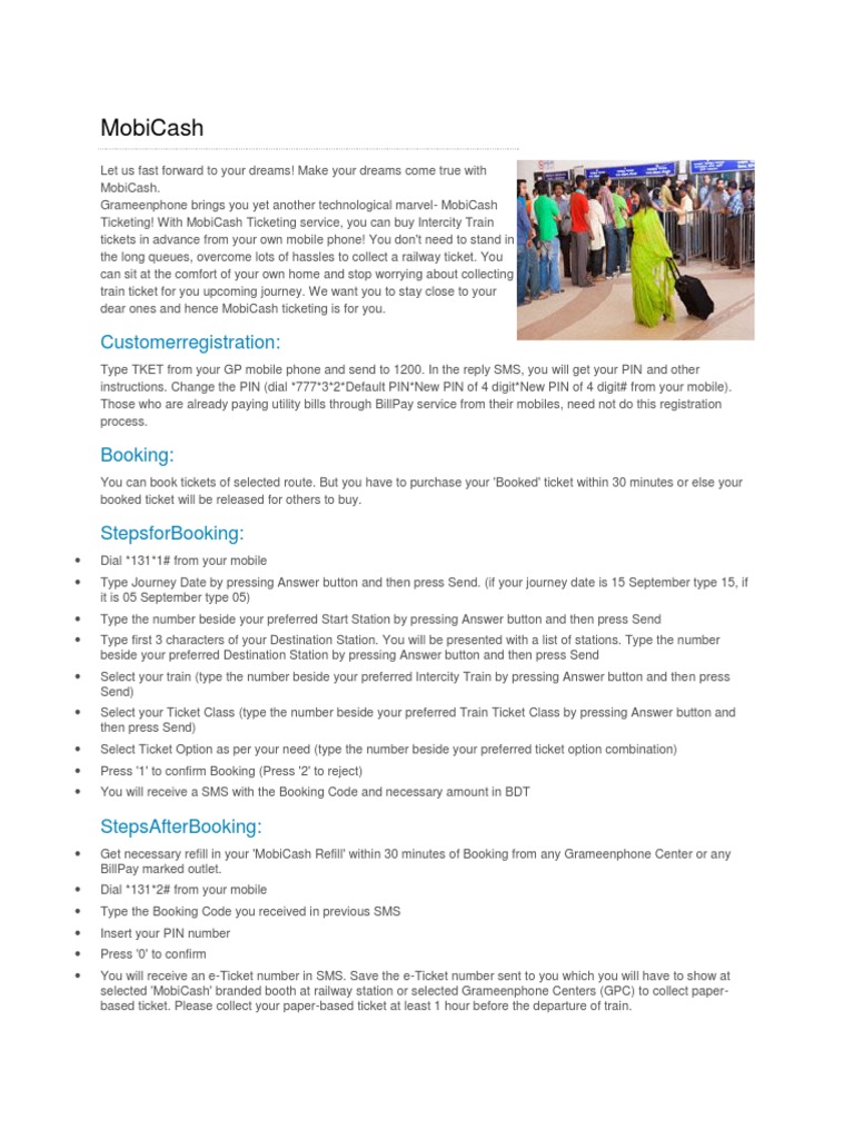 Mobicash | PDF | Ticket (Admission) | Short Message Service