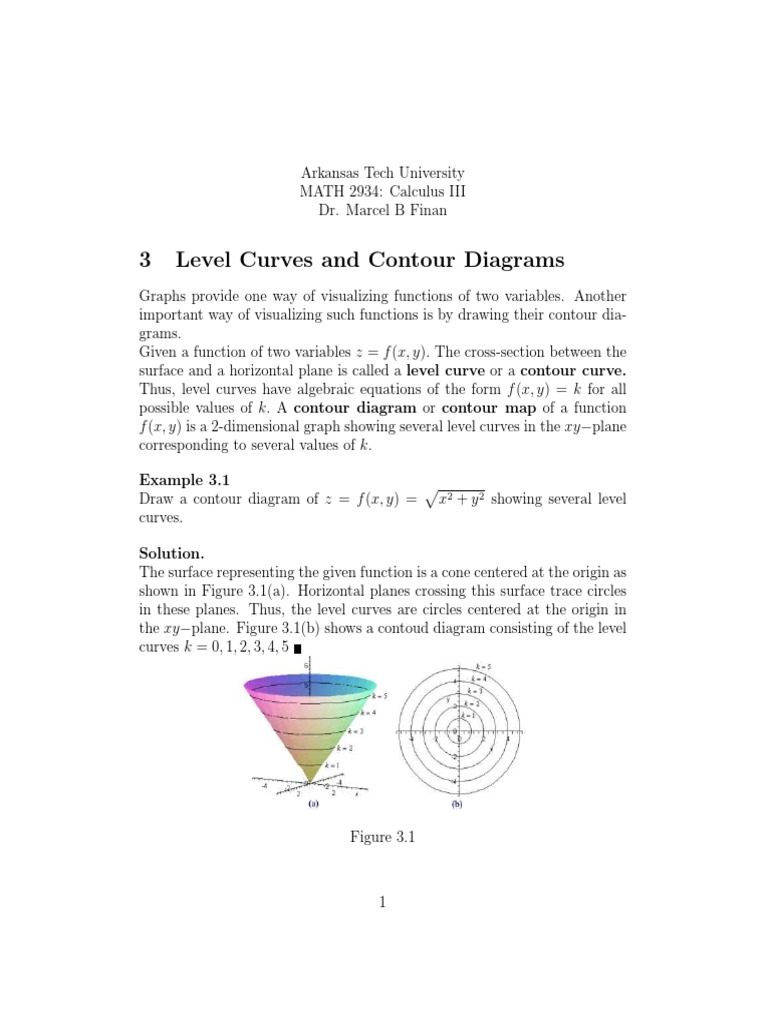 Cal123 Level Curves and Contour Diagrams | PDF | Contour Line | Curve