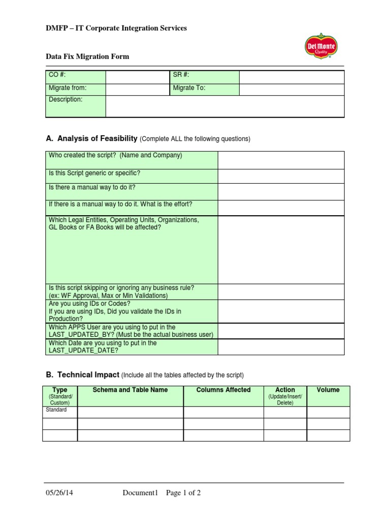 Data Fix Migration Form Co-#### | PDF | Computers