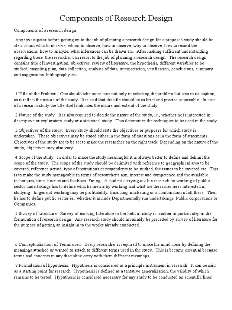 Key Components of Research Design | PDF | Research Design | Survey ...