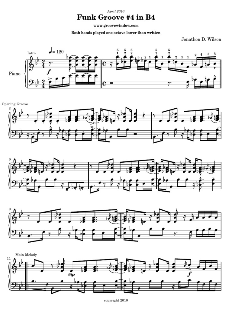 Piano Funk Groove 4 in BB | PDF | Musical Compositions | Music Theory