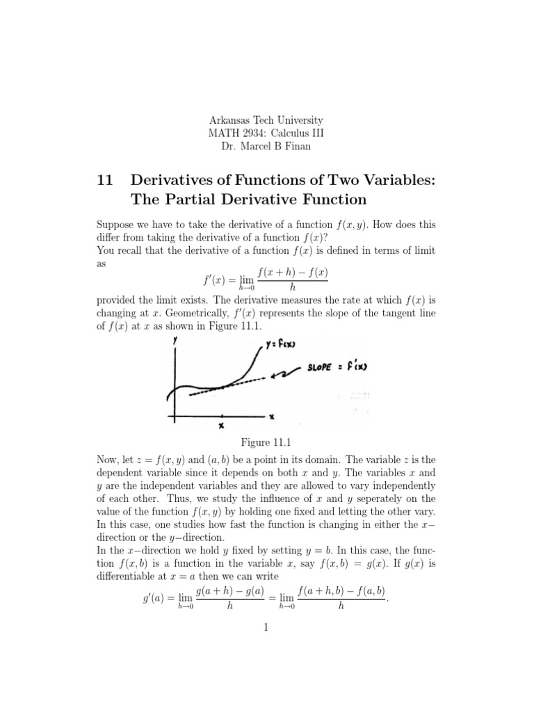 Cal141 The Partial Derivative | PDF | Derivative | Space