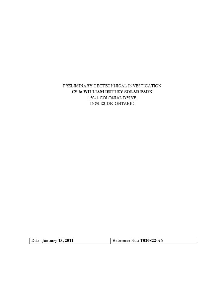 Preliminary Geotechnical Investigation William Rutley Solar Park ...