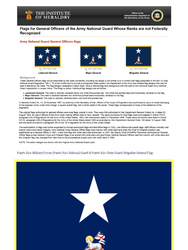 PRSG General Officer Flag: Flags for National Guard Generals with no ...