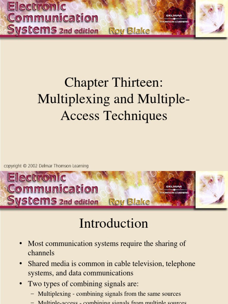 Chapter Thirteen: Multiplexing and Multiple-Access Techniques | PDF | Multiplexing | Channel ...