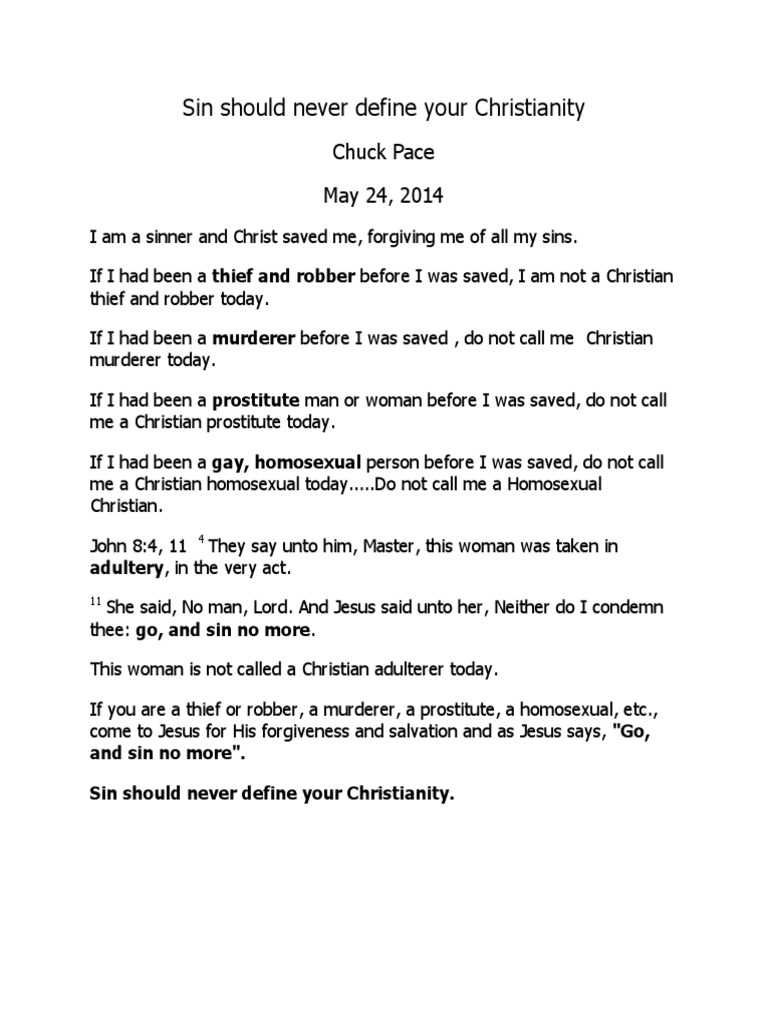 Sin Does Not Define Christianity | PDF
