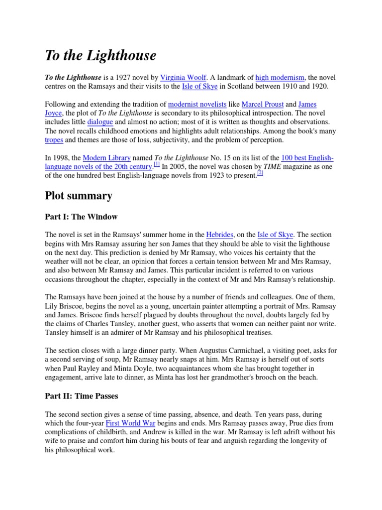 To The Lighthouse | PDF | To The Lighthouse