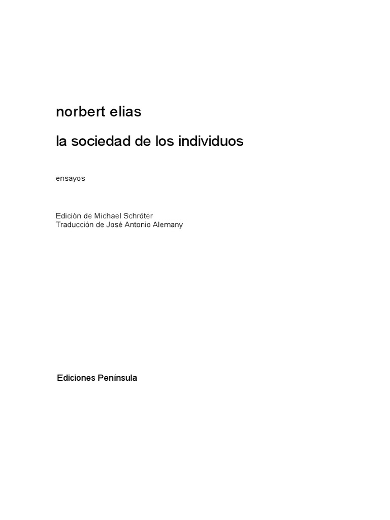 Elias - Norbert La Sociedad de Los Individuos | PDF | Sociedad | Homo ...