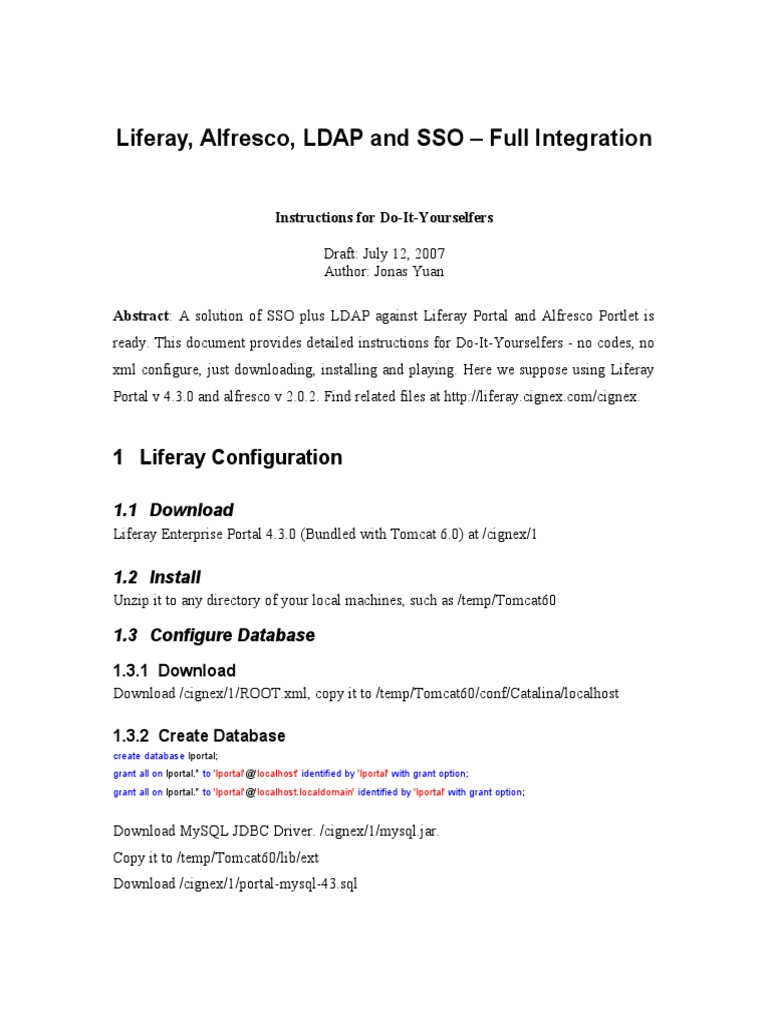 Liferay Full Integration 1 | PDF | Databases | My Sql