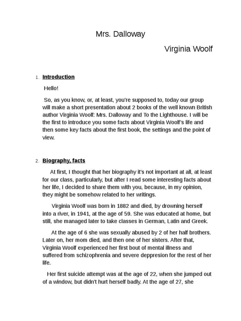 Mrs. Dalloway Virginia Woolf | PDF | Mrs Dalloway