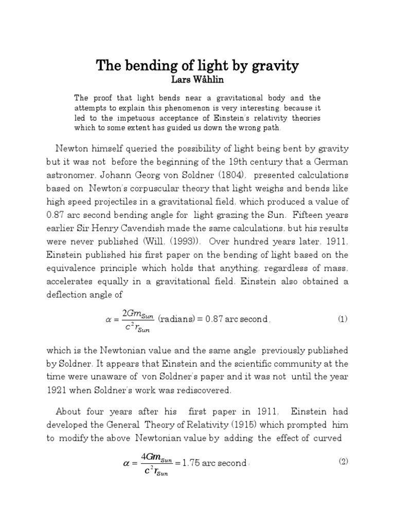 The Bending of Light by Gravity | PDF | Gravity | Light
