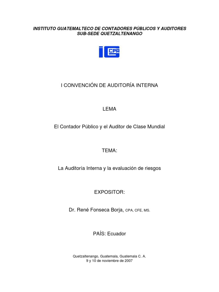Dr. René Fonseca Borja | PDF | Auditoría financiera | Guatemala