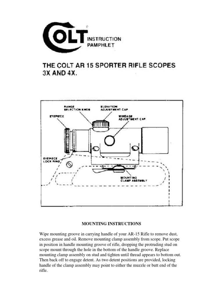 Colt Scope 3x - 4x (M16 and AR15) | PDF | Telescopic Sight | Rifle