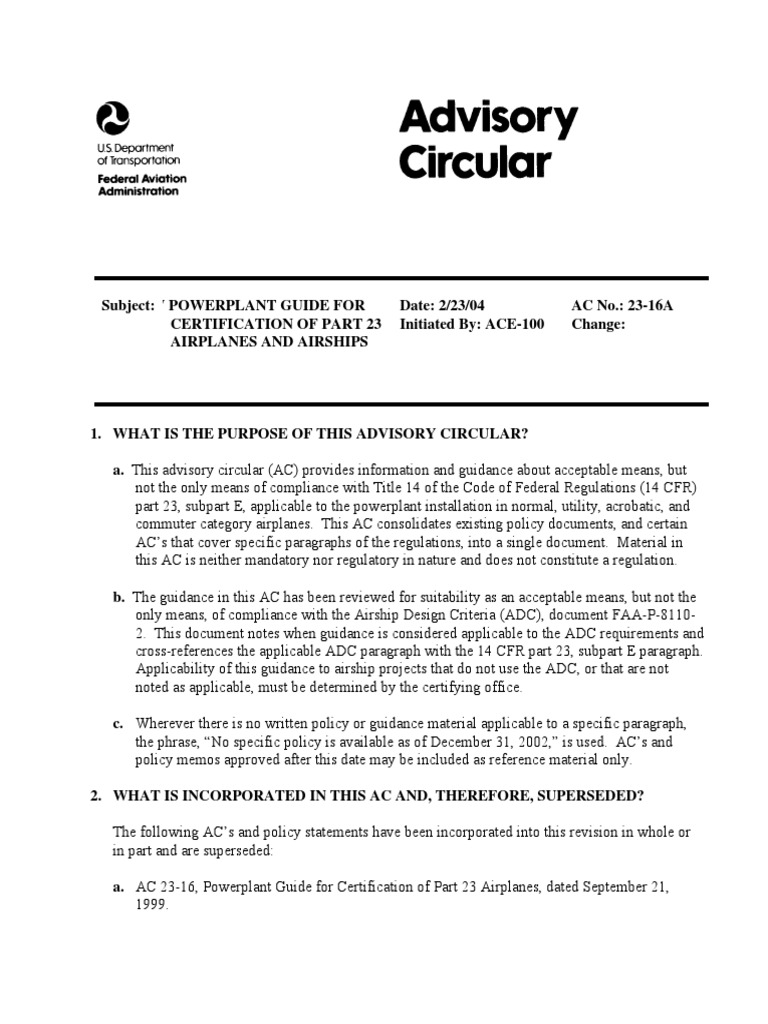 Powerplant Certification Guide for Part 23 | PDF | Turbocharger | Aircraft
