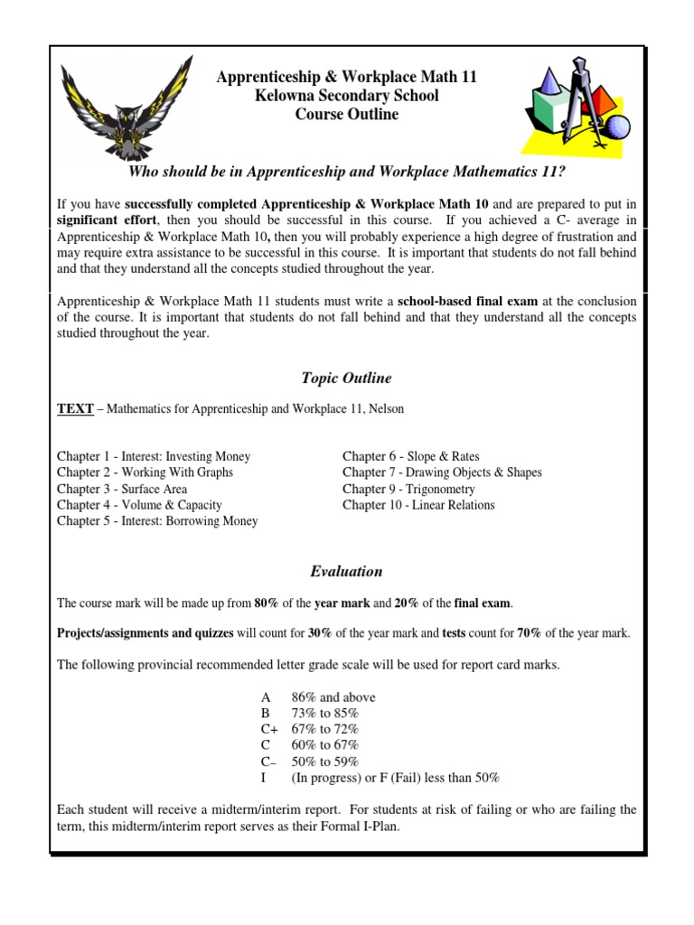 Apprenticeship & Workplace Math 11 Outline | PDF | Homework ...