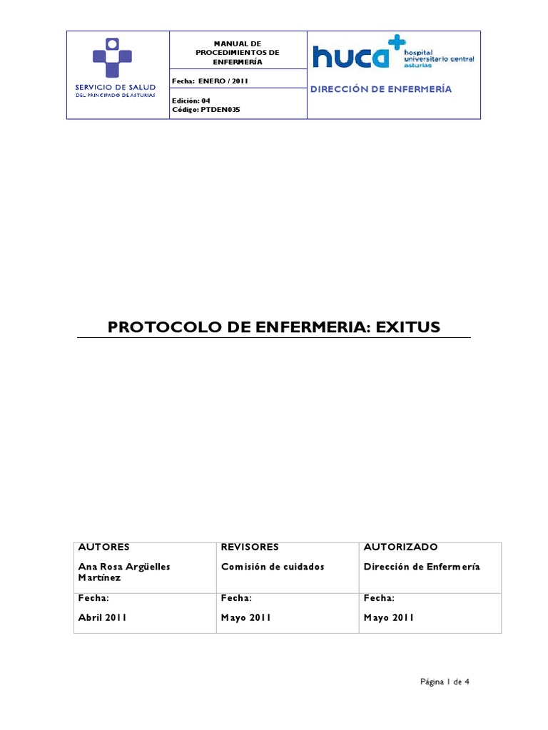 Exitus Protocolo | PDF | Enfermería | Hospital