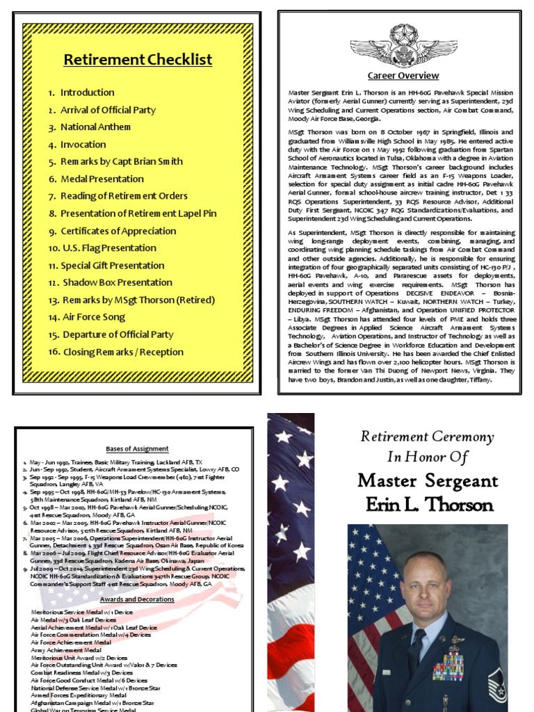 Retirement Ceremony for MSgt Thorson | PDF | United States Air Force ...