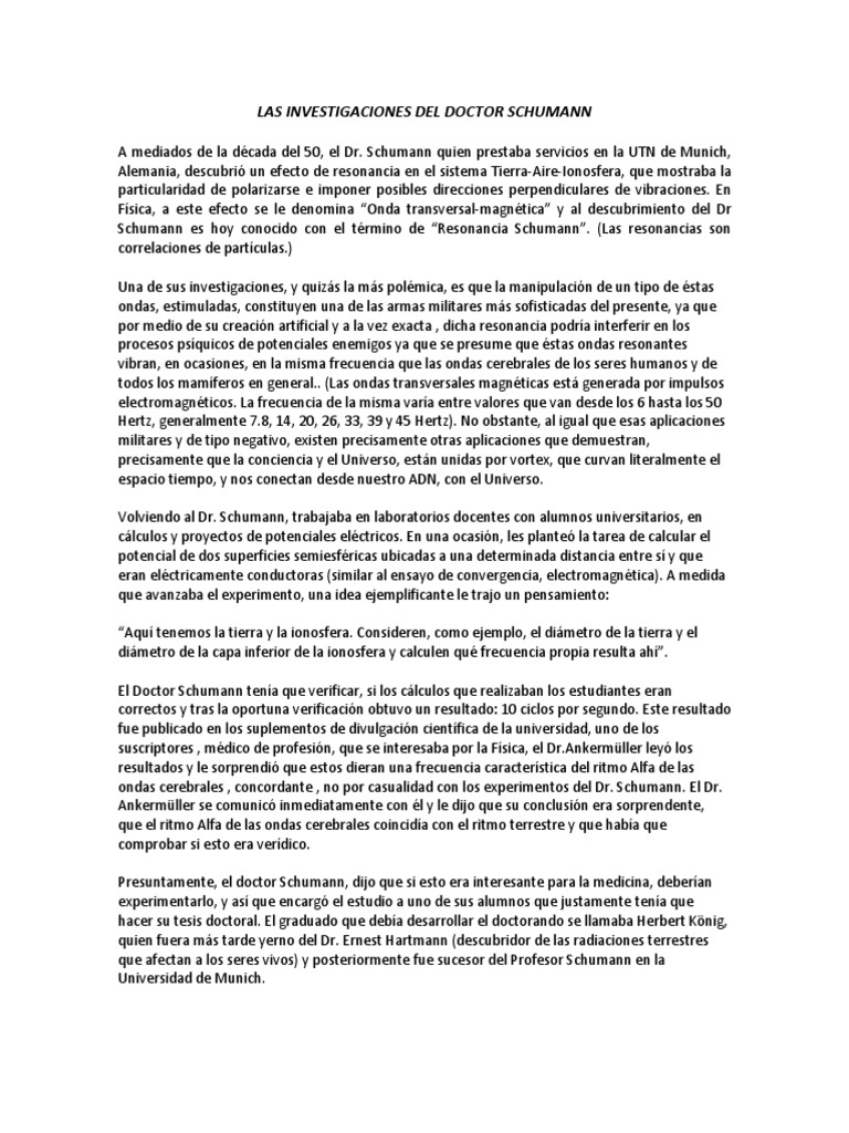 Las Investigaciones Del Doctor Schumann | PDF | Frecuencia | Olas