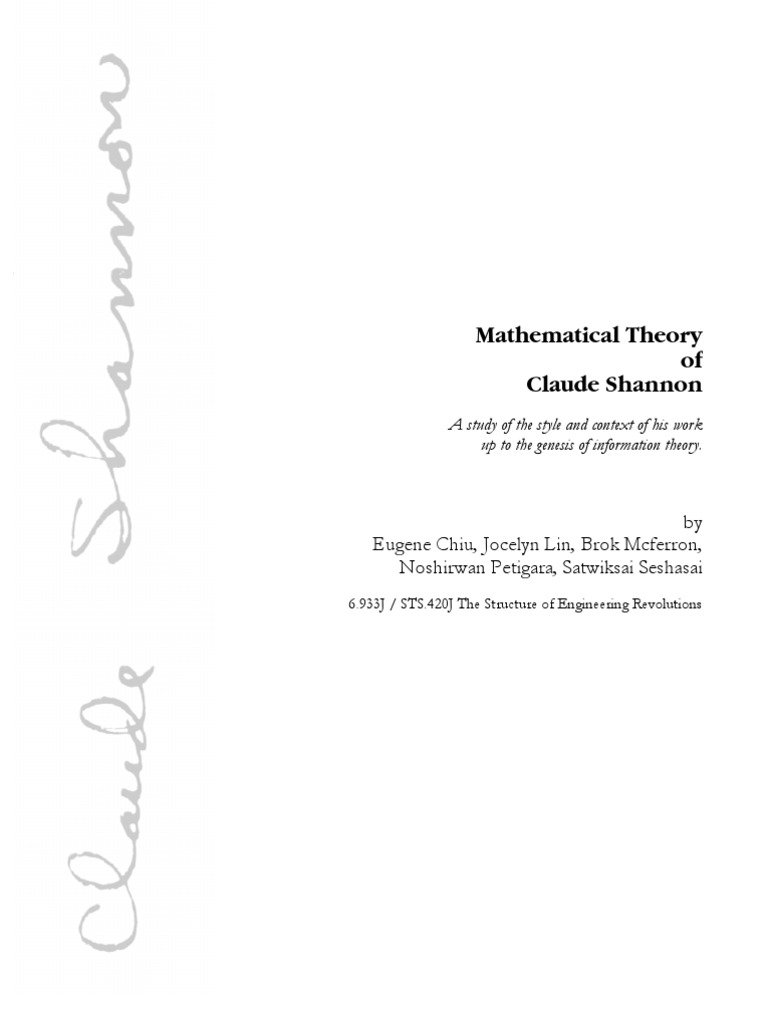 Shannon Theories | Information | Communication