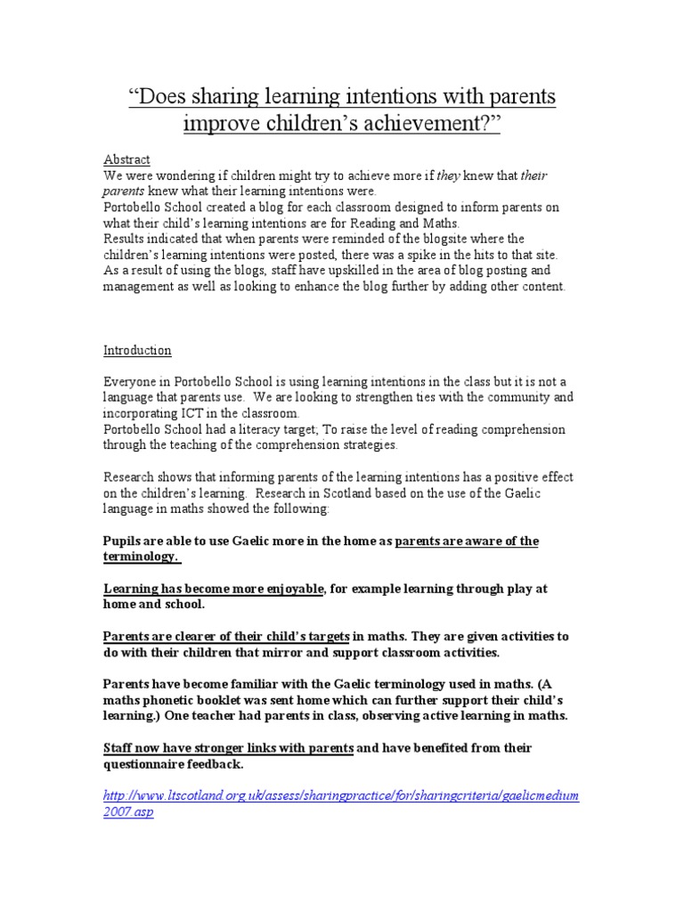 Shared Learning Intentions | PDF | Educational Technology | Blog