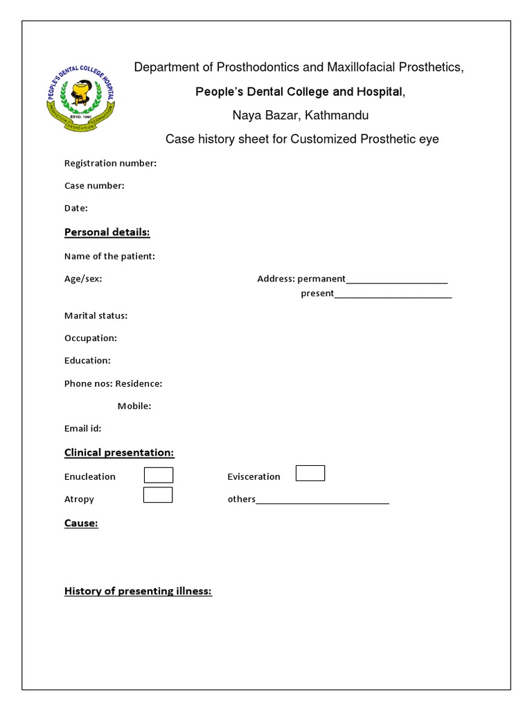 Ocular Prosthesis Case History | PDF | Prosthesis | Human Eye